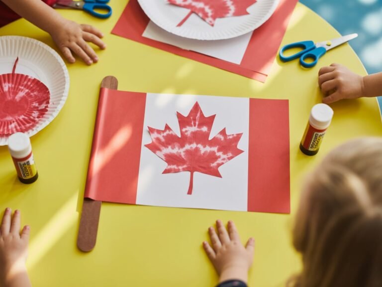 Easy DIY Canada Day Craft for Children- Paper Plate Maple Leaf Flag ...